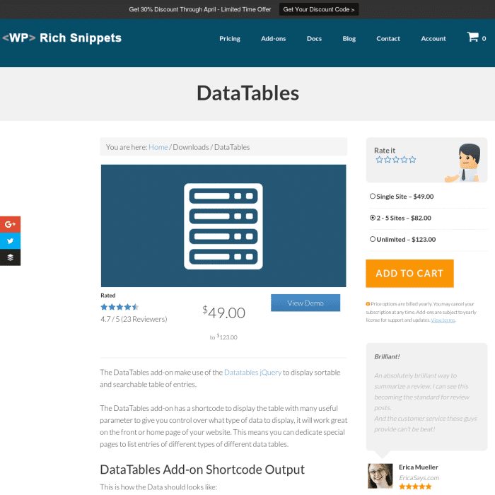 WP Rich Snippets DataTables Addon v1.1 | GPL Vault